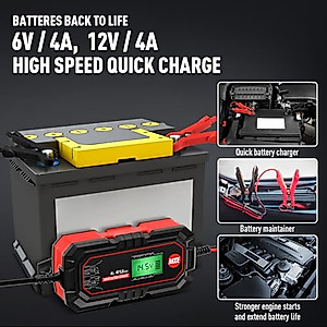 Sailvono 4A Battery Charger, 6V and 12V Smart Trickle Charger, 10-Stages 14.6 Volt LiFePO4 Automatic Battery Maintainer with Supply Mode for Motorcycle Car Lawn Mower Boat Marine Lead Acid Batteries