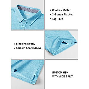 Polo Shirts for Men Short Sleeve Shirts Golf Shirts for Men Casual Shirts Summer T-Shirts Work Shirts for Men Quick Dry Shirts Outdoor Polo Shirt Water Blue