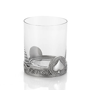 Royal Selangor Pewter Spades Whiskey Tumbler 10oz - Ace Collection Luxurious Cognac/Bourbon/Scotch/Cocktail Drinking Glass