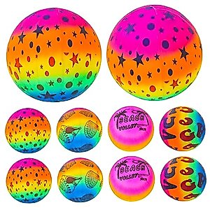 INOOMP 8pcs Inflatable Swimming Pool Beach Balls for Kids Bulk Kids Toys Water Fun Play Toy Balls for Swimming Pool Rainbow Color Pool Balls Billiards Small Ball Toy Ball Mini Child