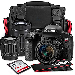 Canon EOS Rebel T7i DSLR Camera with EF-S 18-55mm f/3.5-5.6 and 55-250mm f/4-5.6 is STM Lens Kit + Dummies Guide + Xpix Premium Travel Case, 64GB + Deluxe Bundle