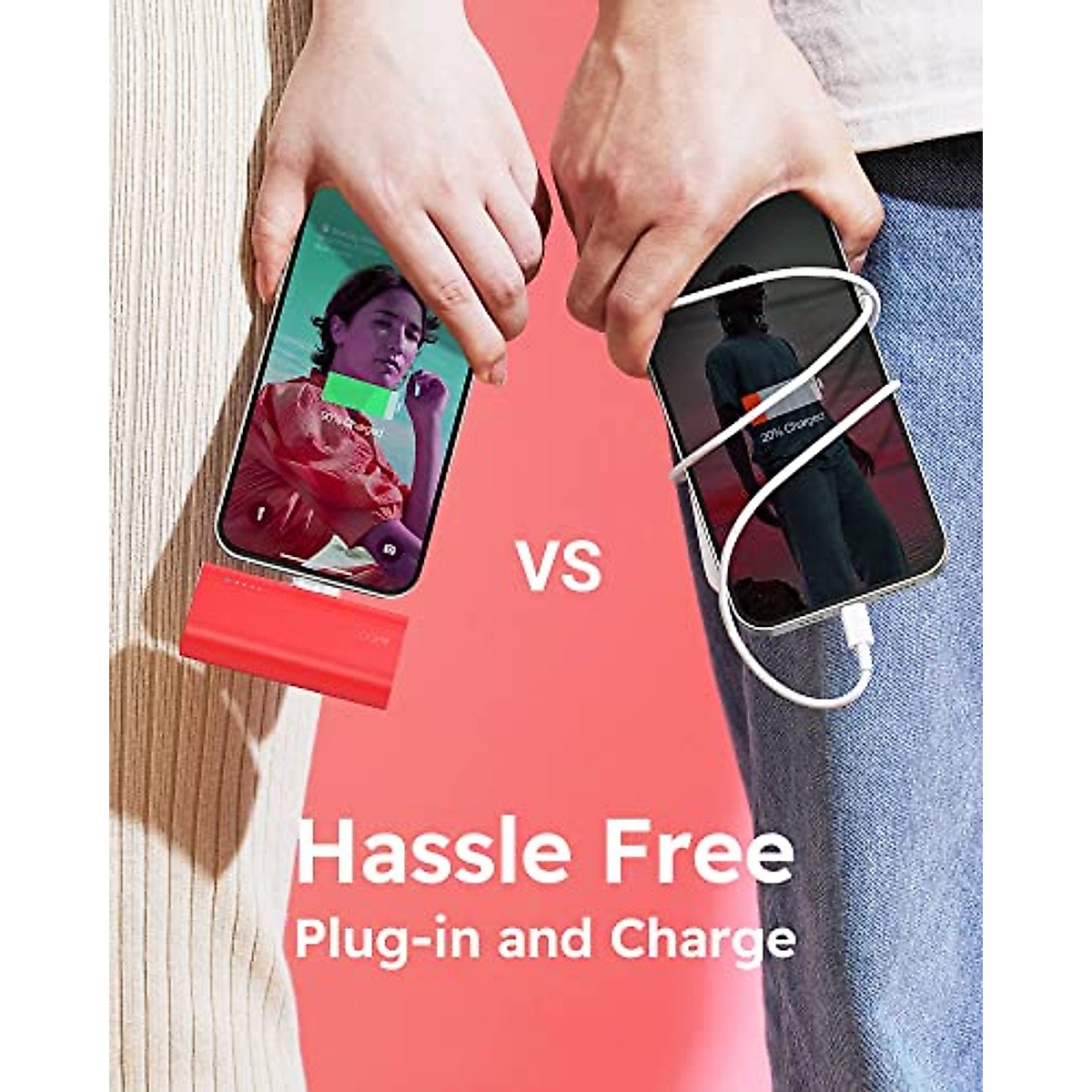 VEGER Mini Portable Charger for iPhone, 5000mAh 20W PD Fast Charging Battery Pack, Cordless Portable External Backup Charger for iPhone 13, 12, 11, 8, 7, XR, XS Max, Pro Max, AirPods