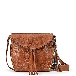 The Sak womens Silverlake Crossbody Bag in Leather Casual Purse with Adjustable Strap Zipper Pockets, Tobacco Floral Embossed Ii, One Size US