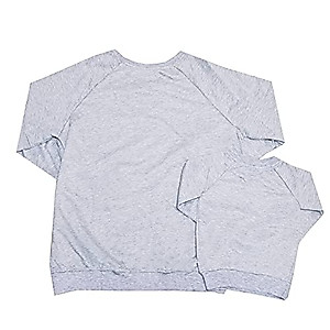 Mommy and Me Love Print Long Sleeve Pullover Tee Tops Family Matching Casual Sweatshirt T-Shirt Clothes Outfits(Grey,Mom/L)