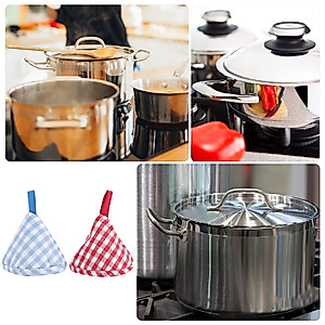 2PCS pot hat Heat- insulated Pot Caps Triangle Pot Caps Pot Cover Handle Caps Pot Cover Handle Covers household gloves small oven mitts silicone oven mitt mittens casserole cotton
