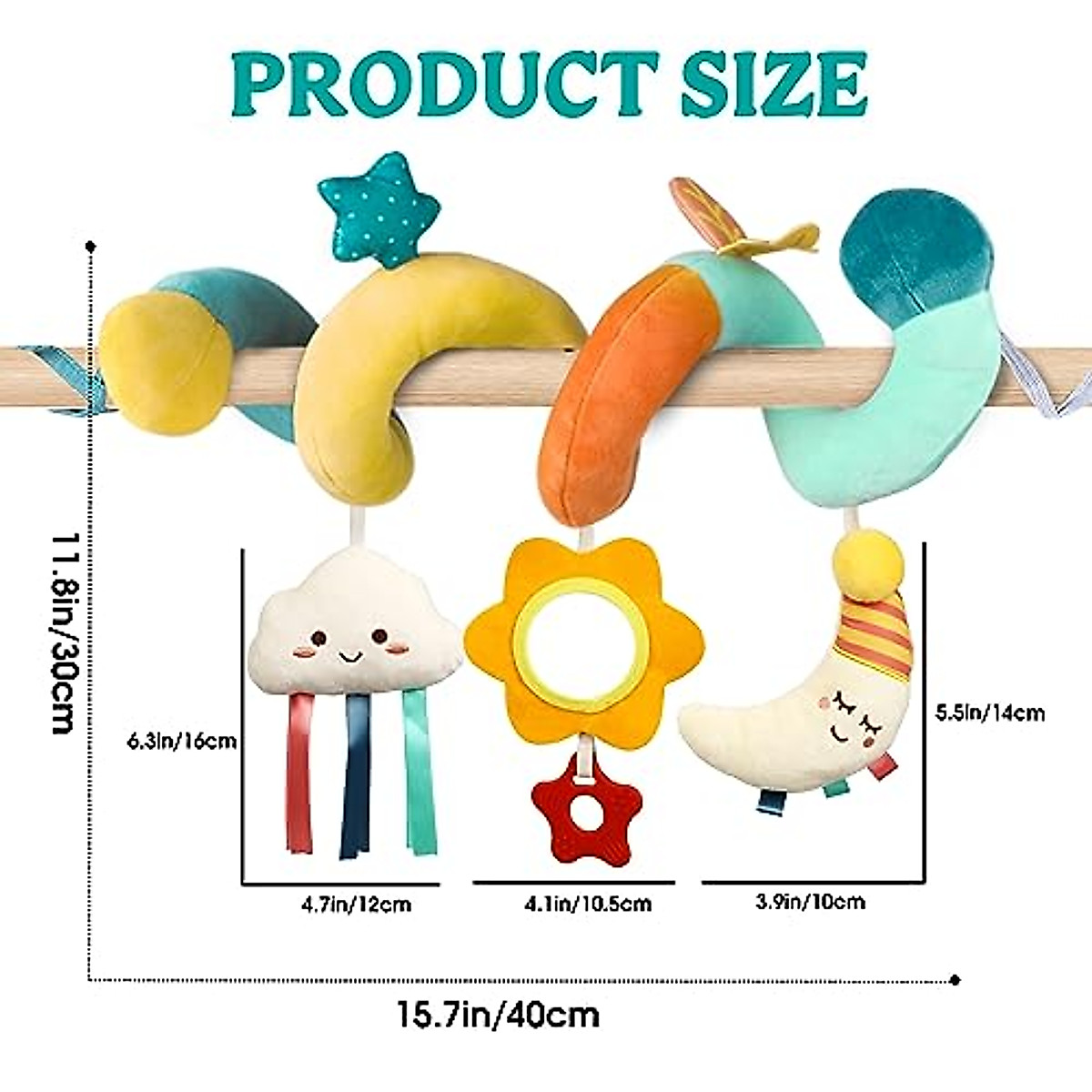 Elsonap Car Seat Toys Stroller Toys Newborn Toys Baby Toys 0-6 Months, Infant Toys 0-6 Months Baby Toys 3-6 Months for Mobile Crib Bassinet with Squeak Mirror Teether for 0 3 6 9 12 Boys Girls Babies
