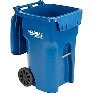 Global Industrial Mobile Heavy Duty Trash Container, 65 Gallon, Blue