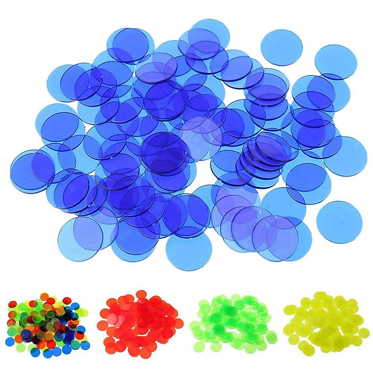 jojofuny 300pcs Plastic Bingo Tokens Markers Blue Red Yellow Green Purple Orange for Game Cards and Bingo Accessories Parties and Game Nights