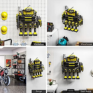 TC-HOMENY Power Tool Organizer, 3 Tier Garage Tool Storage Rack, Power tool organization and storage, Wall Mounted Drill Rack, Removable Design for Workshop ToolRoom Garage (Black)