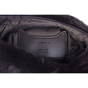 Luxe L 100% Faux Fur Purse for Women Soft Modern Crossbody Purse Handbag with Detachable and Adjustable Faux-Leather Strap, Chocolate Brown