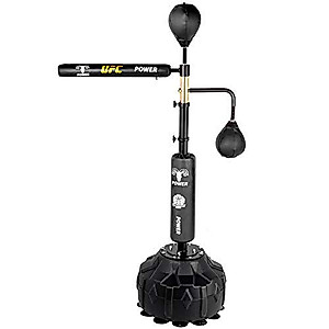 Happybuy Boxing Speed Trainer, Punching Bag Spinning Bar, Training Boxing Ball with Reflex Bar & Gloves, Solid Speed Punching Bag Free Standing, Adjustable Height, for Man, with Two Ball