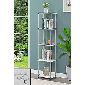 Convenience Concepts Designs2Go No Tools 5-Tier Tower, Faux White Marble/Chrome