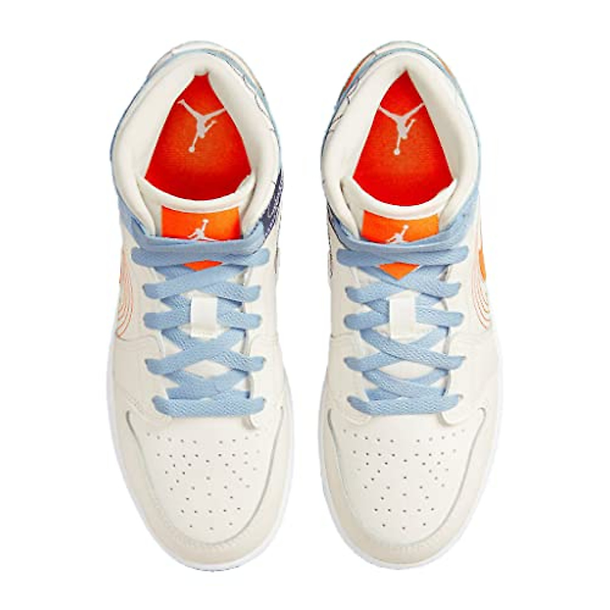 Jordan Boy's Air Jordan 1 Mid SE (Big Kid) Sail/Safety Orange/Psychic Blue 4 Big Kid M