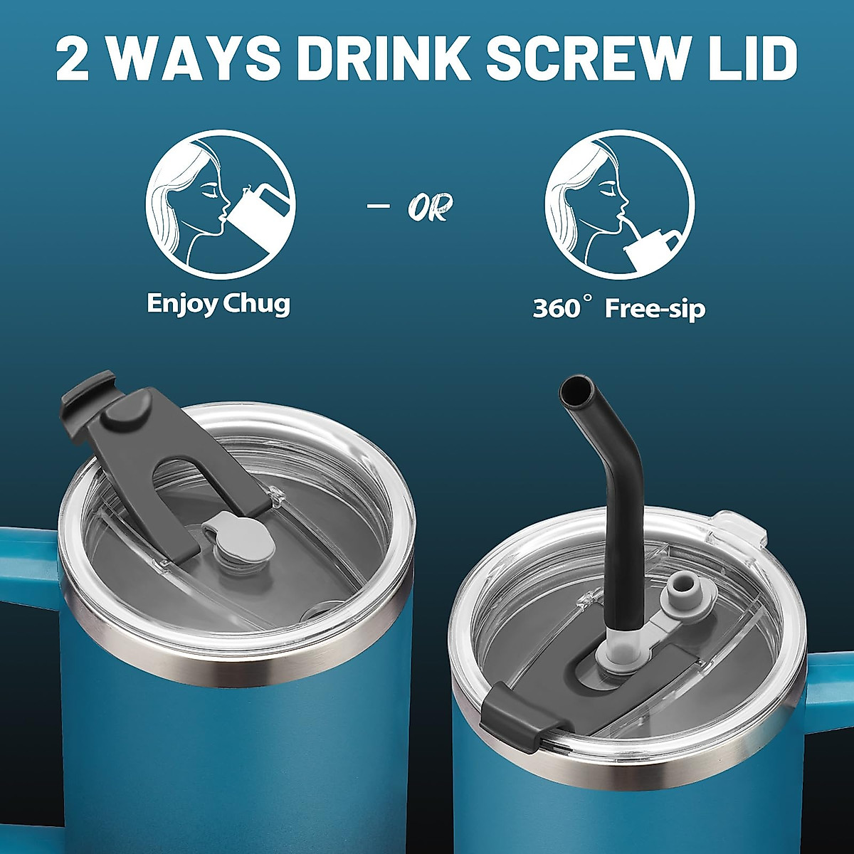 40 oz Insulated Tumbler with Handle and Straw Spout Lid - 100% Leak-proof Travel Coffee Cup, BPA Free Spill Proof Metal Mug, Vacuum Water Bottle- (Cold-34H & Hot-10H), Straw Cover, Silicone Boot