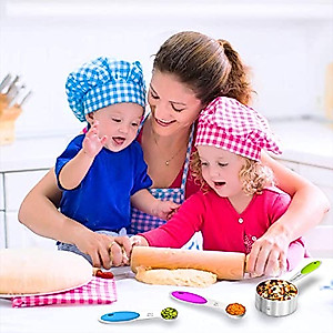 Measuring Cups & Spoons Set of 16, Wildone Premium Stainless Steel Measuring Cups and Measuring Spoons with Colored Silicone Handle, Including 8 Nesting Cups, 8 Spoons, for Dry and Liquid Ingredient