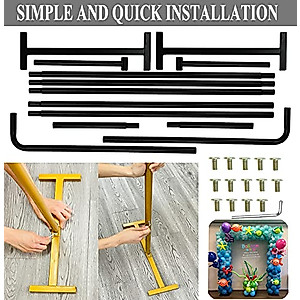 LANGXUN Heavy Duty Black Metal Square Backdrop Stand Arch for Wedding Birthday Decoration, Graduation Decorations, Ceremony Reception, Event Party Supplies, Baby Shower Photo Booth Background