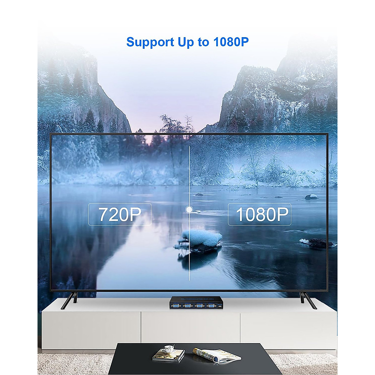 VGA Splitter 4 in 3 out: 4 Port Powered VGA Switch 4 PC to 3 Monitors/Projector with Remote, VGA Video Splitter Box Support 1920x1440 Resolution 200MHz Bandwidth for Screen Duplication