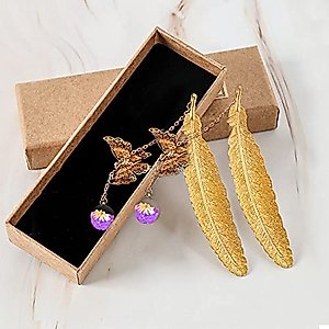 QEZEZA Metal Feather Bookmark, Handmade Gifts Bookmarks for Book Lovers, Teachers, Kids, Women and Men 2 Pack (Purple)