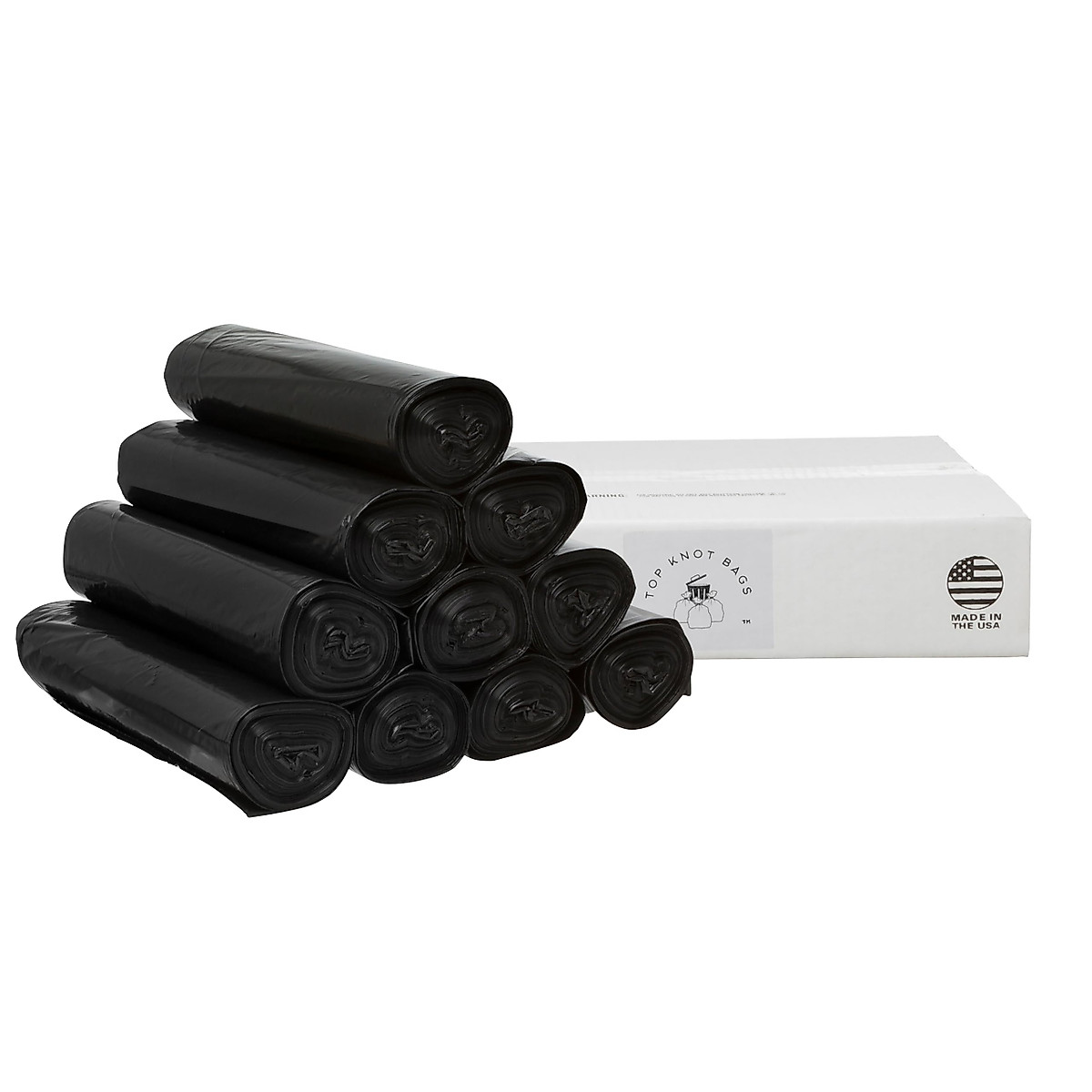 Top Knot Bags 45 Gallon Garbage Trash Bag 40X46" 1.5 Mil Black 100 Count Can Liner Bulk 40 Gallon 41 Gallon 42 Gallon 43 Gallon 44 Gallon Made in USA