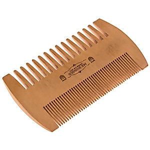 Mr Rugged Pocket Beard Comb - Wide and Fine Teeth Sides - Pear Wood Comb - Wooden Handmade Brushes Beard Oils & Balms to Promote Softer & Thicker Growth - Better for Beards Than Metal or Plastic