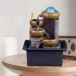 EKDJKK Meditation Tabletop Fountain, Tabletop Waterfall Garden Relaxation Fountain Indoor with LED Light, Mini Tabletop Pool Leisure Fountai Home Decor Gift for Indoor Office Bedroom Relaxation