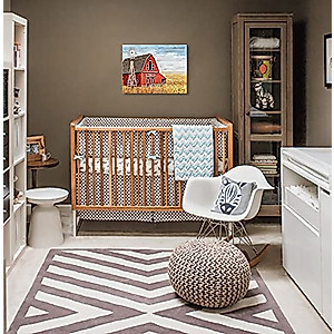 B BLINGBLING Barn Picture Canvas Wall Art: Old Rustic Red Barn Windmills Art Print Themed Decor for Home Decorations Framed Farmhouse Wall Decor Painting for Bathroom Kitchen 16"x12"