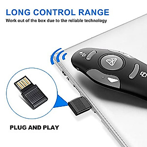 Presentation Clicker Pointer Wireless Presenter Remote Control, USB Presentation Remote PPT Clicker Slide Clicker Advancer for Mac/Win/Computer/Laptop
