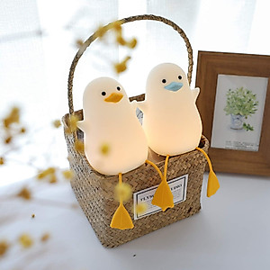 FULLOSUN Cute Night Light for Kids, Toddler, Duck Silicone Nursery Baby Nightlight, Kawaii Birthday Gifts for Room Decorations, Teen Girls Boys Child - Portable Squishy Battery Operated