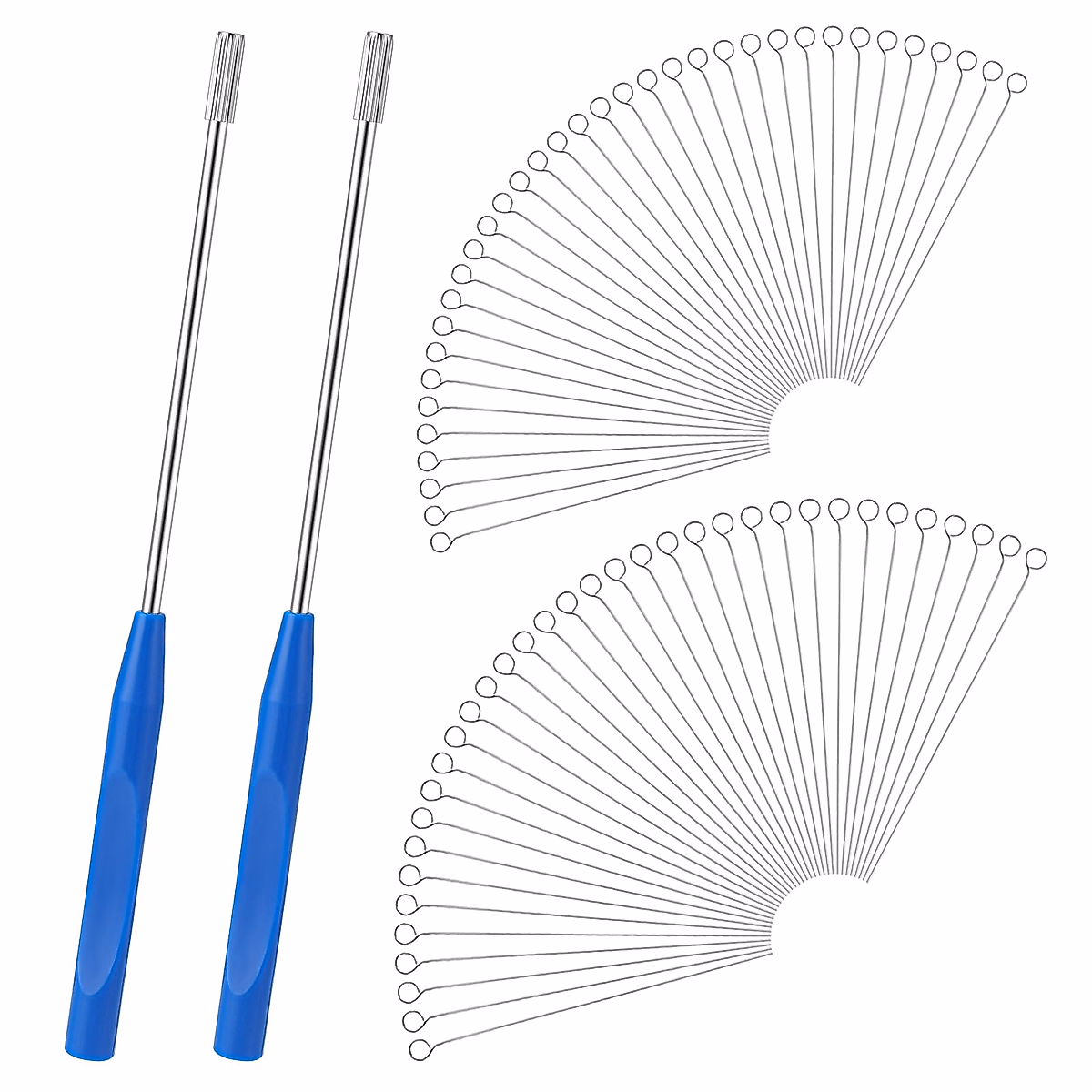 2 Pieces Inoculation Loop Mycology Reusable Supplies Inoculation Loop Kit with 70 Replaceable Chromium Alloy Needle Tip Inoculation Loops for Kit Laboratory Research Tools