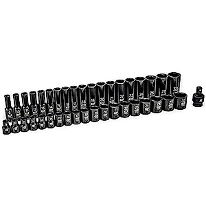 GEARWRENCH 39 Piece 1/2inch Drive 6 Point Impact Socket Set, Standard & Deep, Metric - 84948N