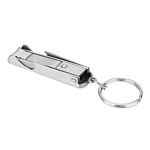 Dilwe 2 in 1 Nail Cutter Bottle Opener, Stainless Steel Mini Foldable Nail Clippers with Keychain