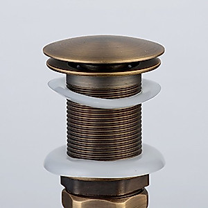 Beelee Bathroom Sink Drains Pop Up Drain with Overflow for Vanity Vessel Sinks Without Overflow, Antique Brass Finish,BLDW9440A