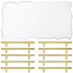 Gejoy Large Resin Tray Molds Silicone Tray Mold with 10 Pcs Metal Gold Handles Irregular Tray Molds for Epoxy Resin Casting DIY Crafts Supply Making Faux Agate Tray Serving Board Home Decor Ideal Gift