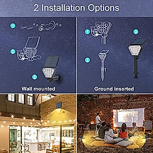 T-SUN Solar Spotlights Solar Landscape Light 16 LED Solar Outdoor Lights, Warm Light IP65 Waterproof Solar Spot Light Garden Lights for Yard Lawn Path 6 Pack