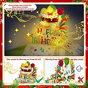 DTESL birthday card 3D Pop Up with Light and Music, birthday cards for women, Handmade Birthday Greeting Cards in a Box, Press the power button to play: plays hit song 'Happy Birthday'