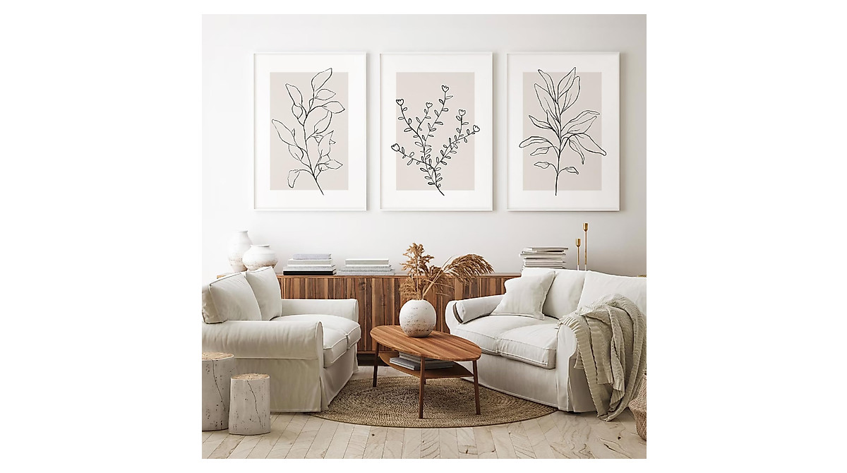Neutral Botanical Prints Wall Art Decor Plant Minimalist Canvas ...
