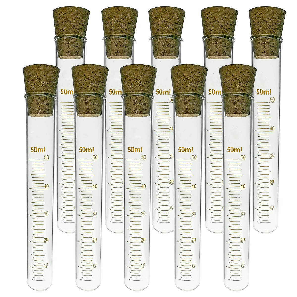 DONLAB FDB-0100 Glass 100ml Graduated Test Tubes with Cork Stoppers 30mmx230mm(Pack of 10)