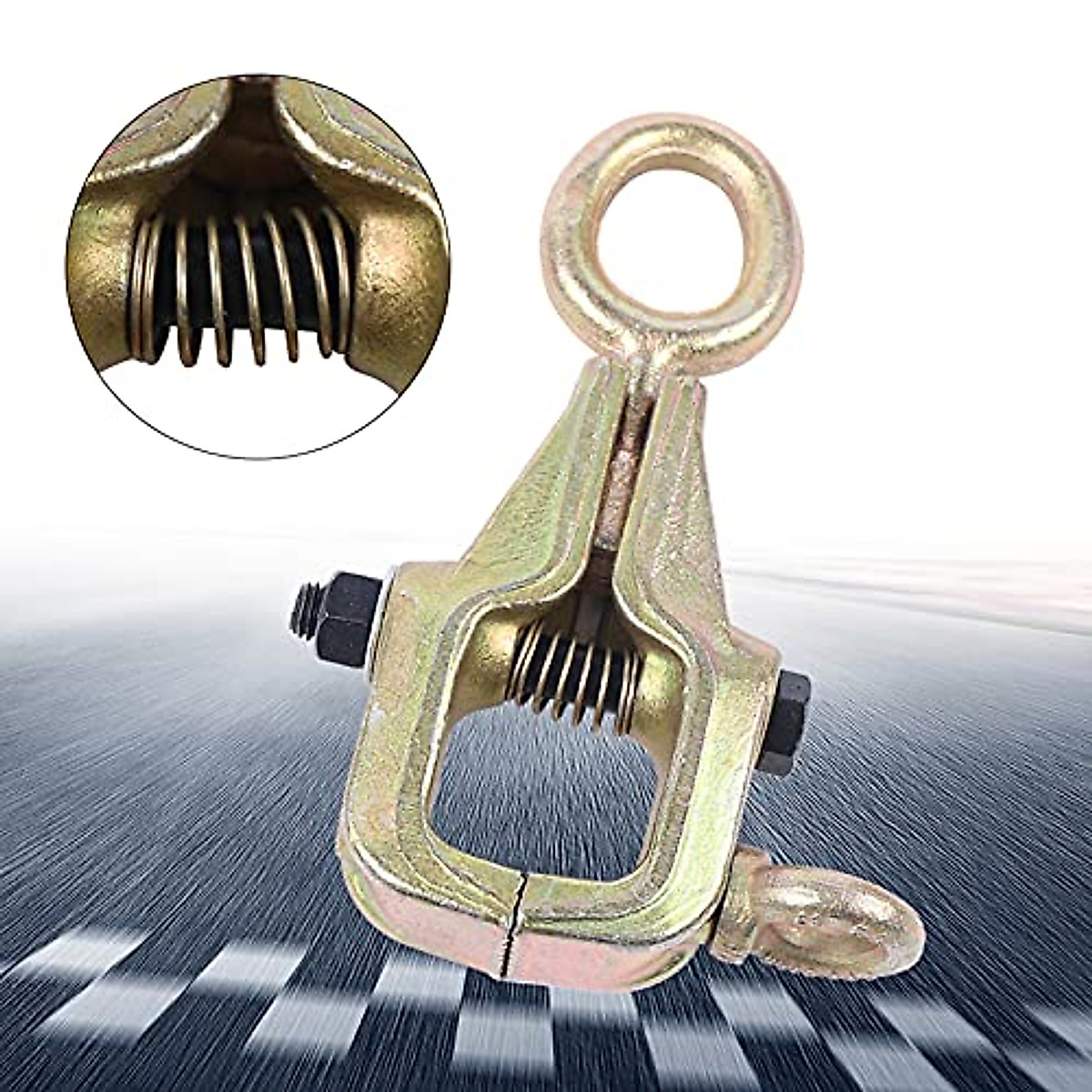 5 Ton Wide Mouth Auto Car Body Repair Tool Electromechanical Maintenance Steel Material Ergonomic Design Self-tightening Pull Clamp Dent Puller 2 Way Gold Frame