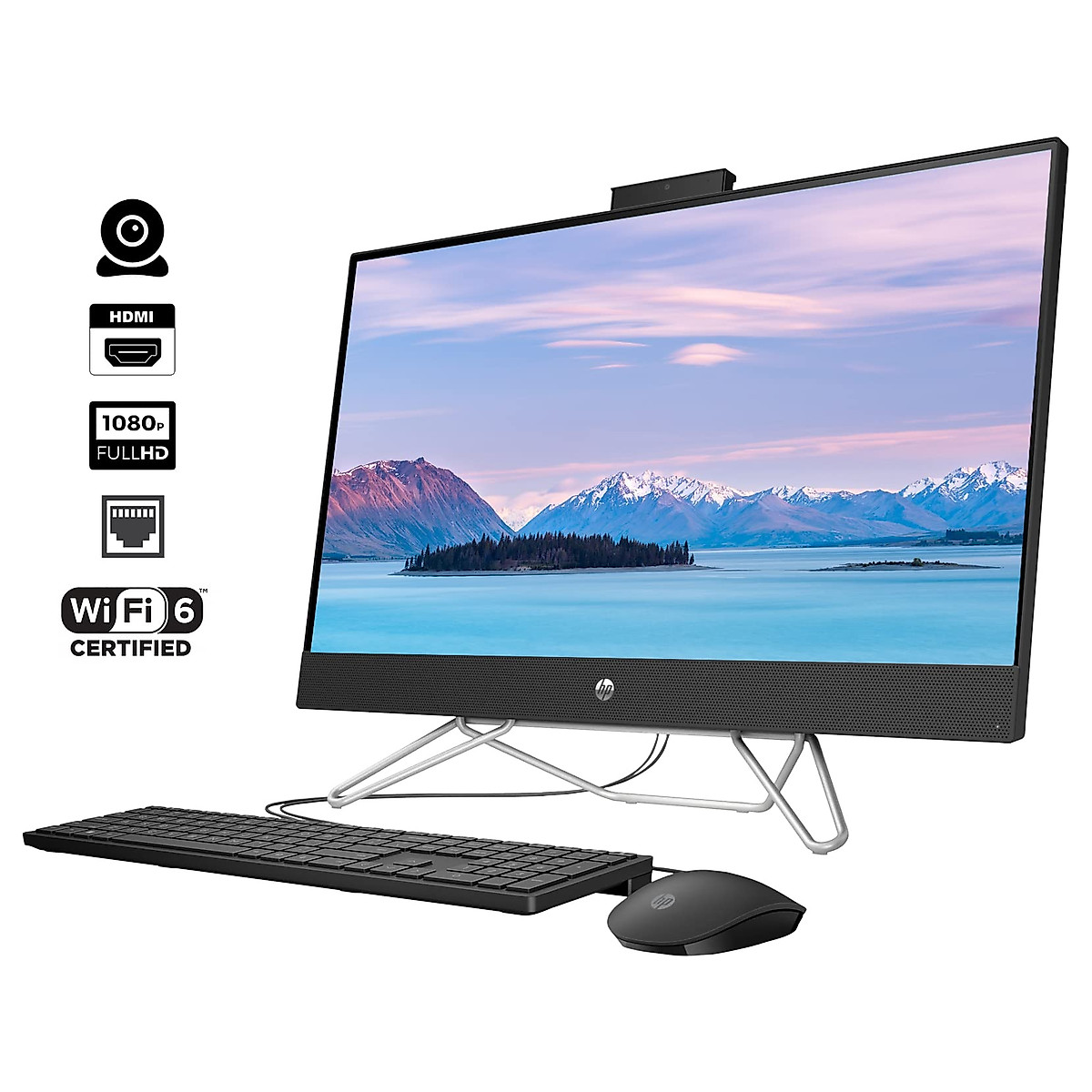 HP Newest All-in-One Desktop, 27" FHD Display, 12th Gen Intel Core i7-1255U, 16GB RAM, 1TB SSD, Webcam, HDMI, RJ-45, Wired Keyboard&Mouse, WiFi 6, Windows 11 Home, Black
