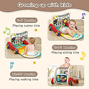 Baby Play Mat Baby Gym,Play Piano Tummy Time, Floor Activity Center,Baby Seat,Infant Baby Walker - Toddler Push Walker, Boy & Girl Gifts for Newborn Baby Toddler 0 to 3 6 9 12 Months(Pink)