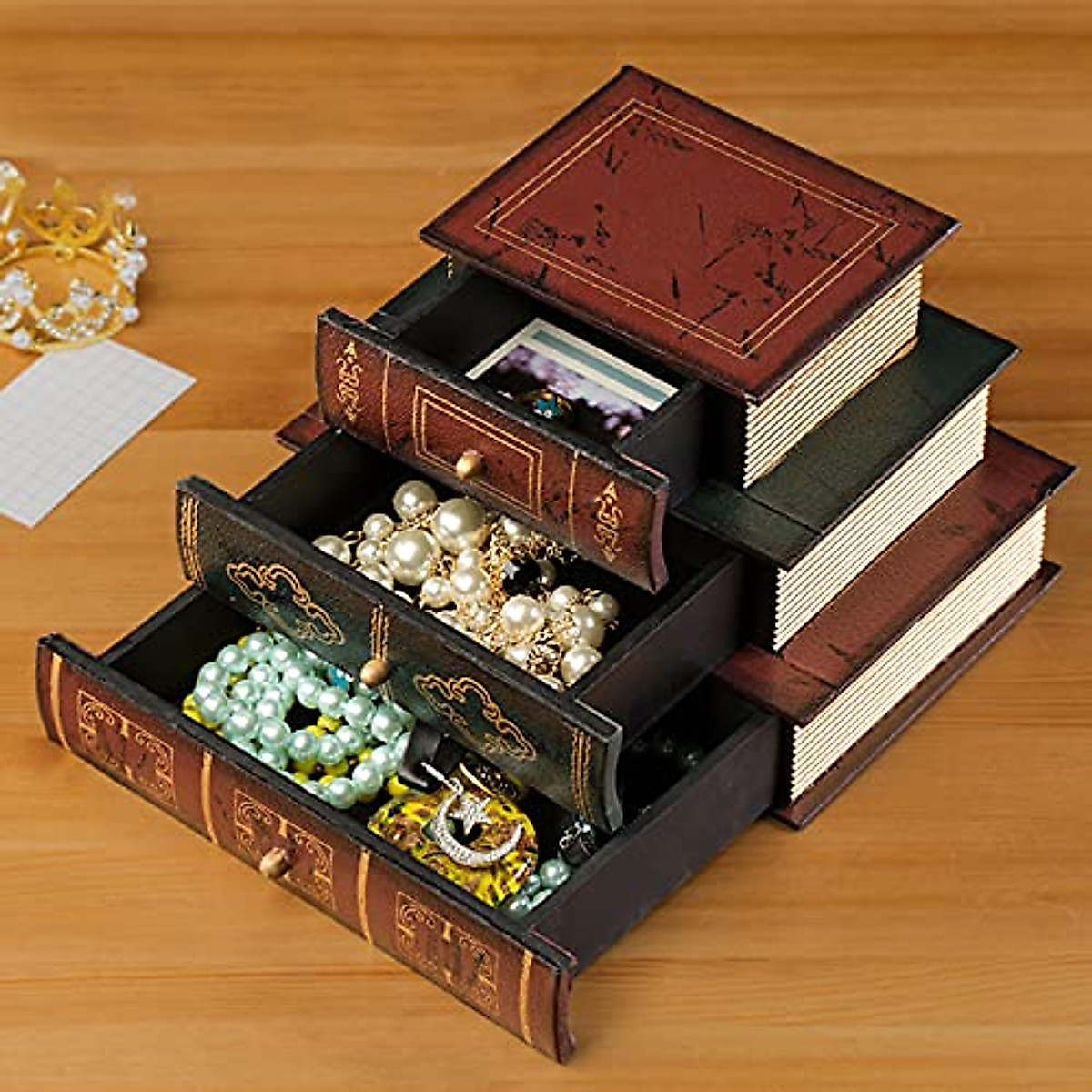 Gdrasuya10 Retro Jewelry Organizer Box Multi-Purpose Jewelry Display Storage Holder Case Desk Organizer for Necklace Earrings Bracelets Rings