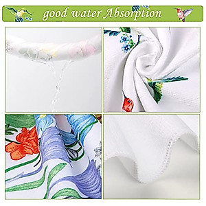 POILKMNI 2 PCS Summer Hummingbird Kitchen Dish Towels, Tulip Flowers Butterfly Tea Towels, Summer Wild Floral Hand Towels Hummingbird Kitchen Decor Housewarming Gifts for New Home 18x27.5