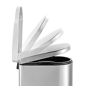 QUALIAZERO 10.6Gal Heavy Duty Hands-Free Stainless Steel Office/Kitchen Step Trash Can, Fingerprint-Resistant Soft Close Lid Trashcan, 40L / 10.6 GAL