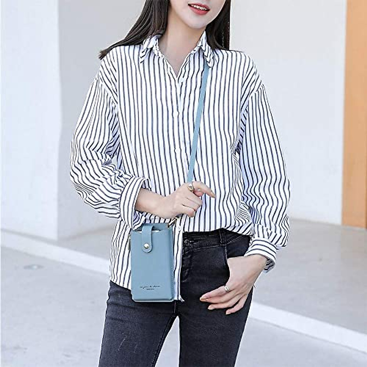 Womens Cellphone Crossbody Bag Small Light Leather Shoulder Purse Handbag Card Wallet Lanyard Case Girls Satchel Pouch (pink)