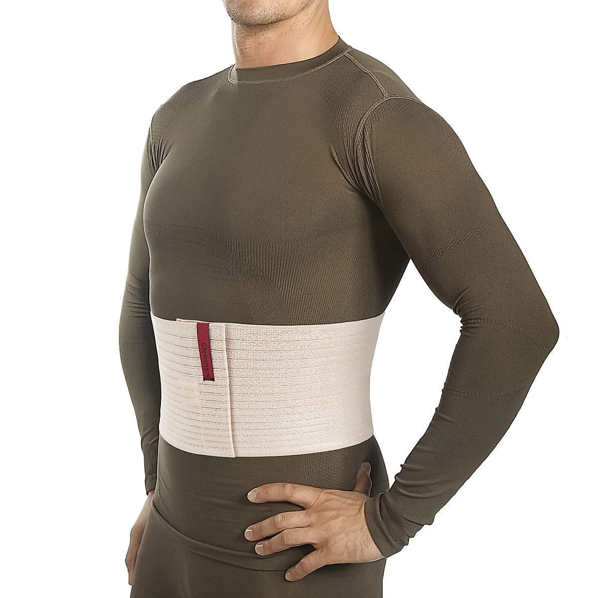 ORTONYX 6.25" Abdominal Binder for Men and Women/Postpartum Post-operative Post-surgery Wrap/Abdomen Navel Umbilical Hernia Support Belt / 524006 Beige S/M