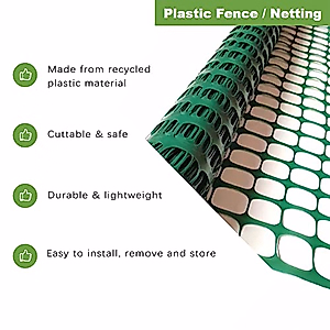 KALYSIE Safety Fence Plastic Mesh Fencing Roll, 4'x100' Feet 1 Roll with 100 Zip Ties, Temporary Reusable Netting for Snow Fence, Garden, Construction and Animal Barrier (Green MW 10.71 lb/roll)