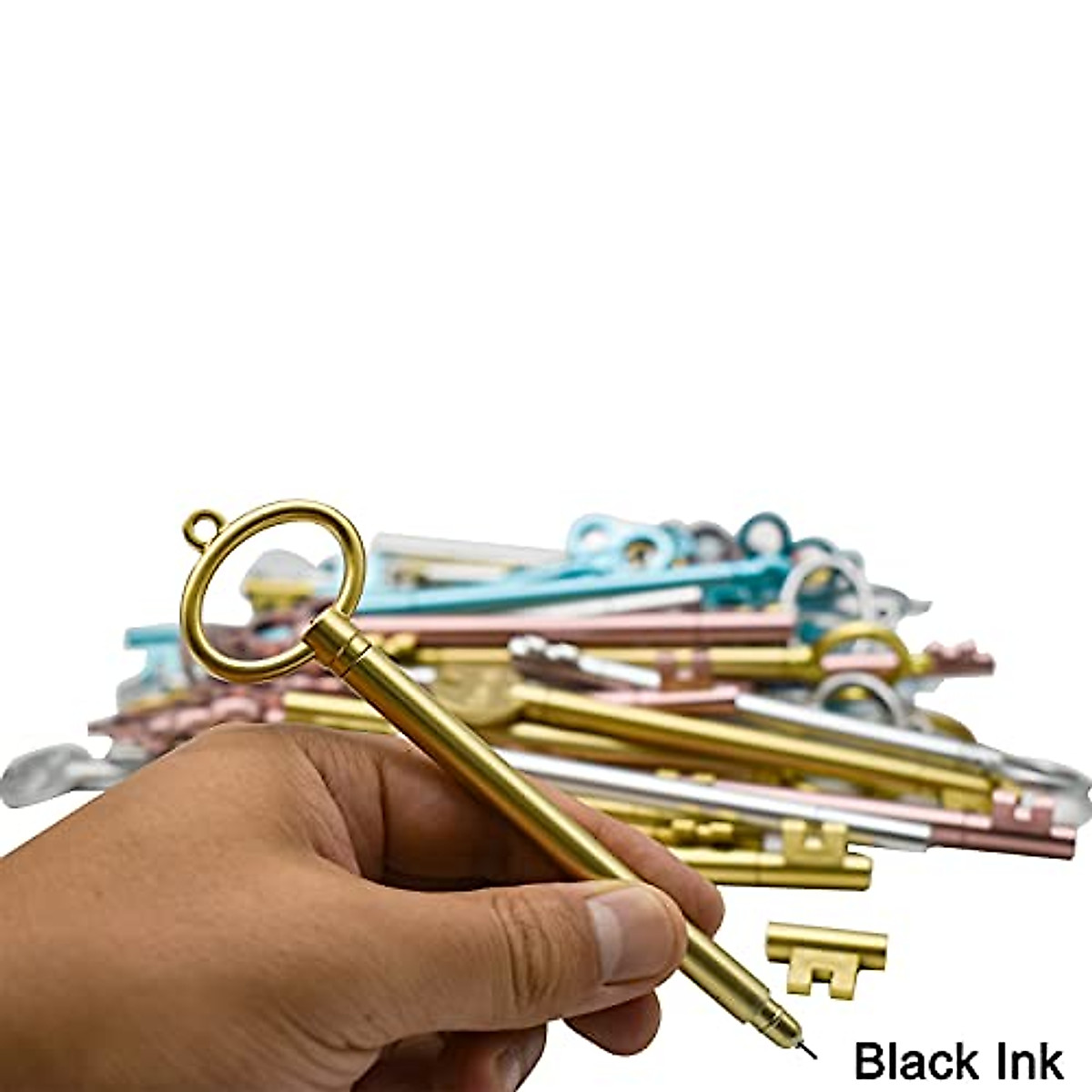 Maydahui 12PCS Key Shape Rollerball Pen Delicate Durable Retro Pens Black Gel Ink Refills for Boys School Stationery Supplies