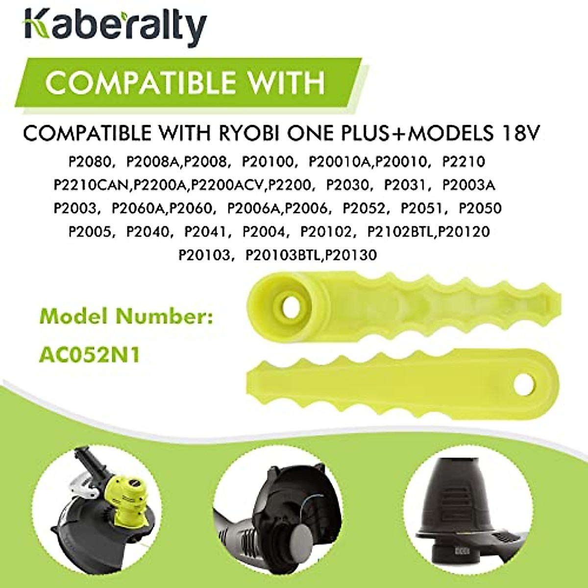 Kaberalty AC052N1 Replacement Serrated Blades Compatible with Ryobi 18V 2-in-1 Pivoting Auto Feed String Trimmer P2200 P2030 P2031 P2003A P2003 P2060A P2060 P2006 RY40210 RY40210A P2080 P2200 (18Pack)