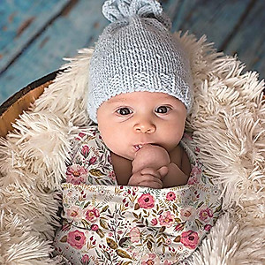 Newborn Baby Swaddle Blankets Headband Sets, Swaddle Sack, Receiving Blankets Infant Baby Gifts (Pink Flower, 0-3 Months)