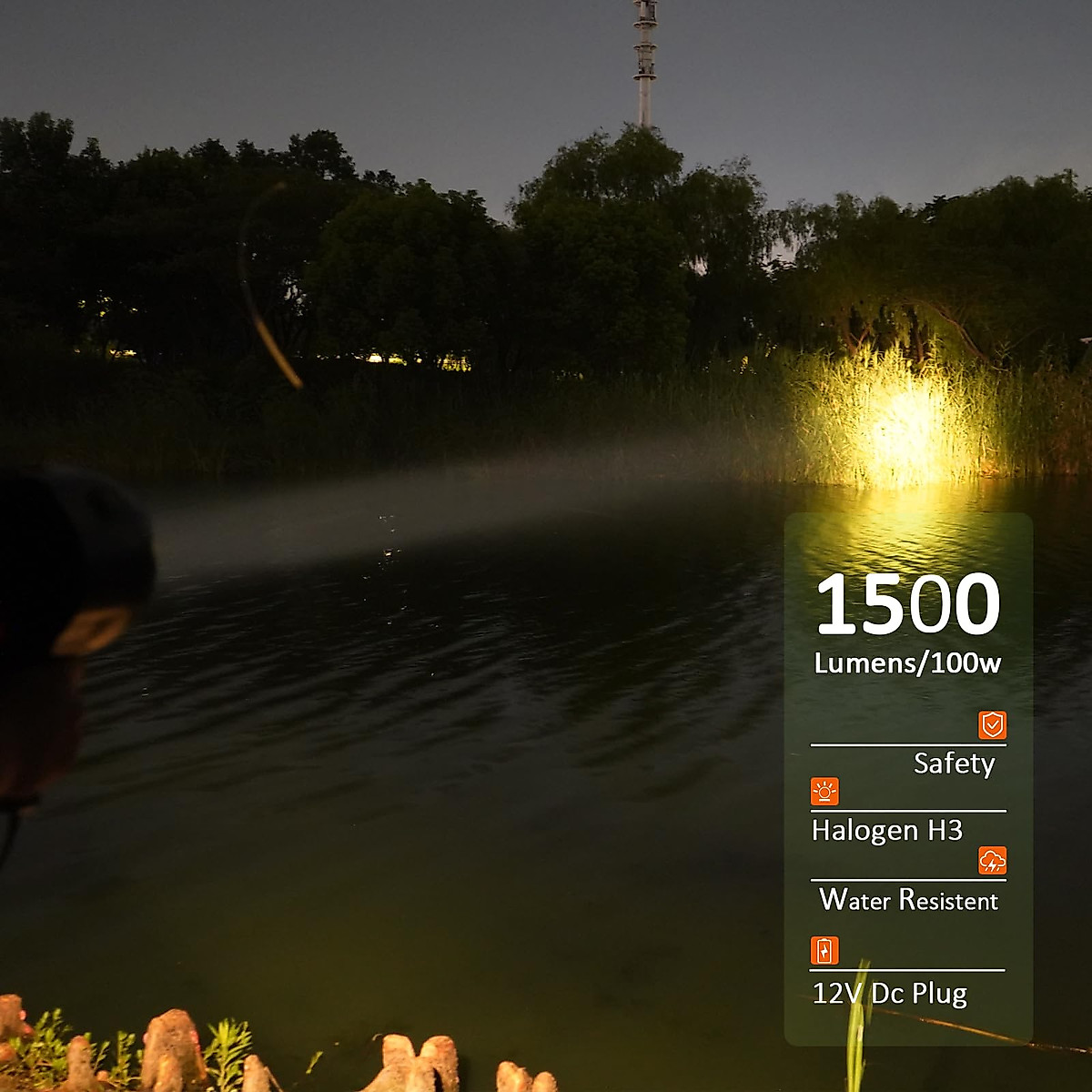 Handheld Spotlight 1500 Lumens 12V Plug Spot Light LED for Boat Camping Flashlight Hunting Spotlight Car Spotlight Marine Flashlight